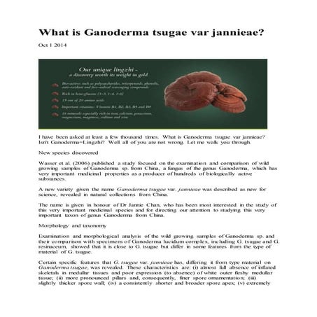 What is ganoderma tsugae var jannieae (anndy lian) | DOCX