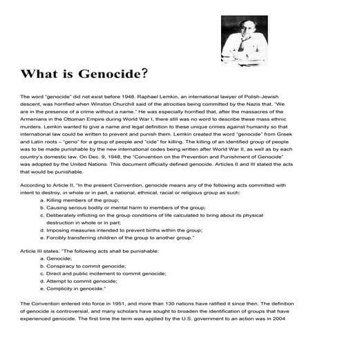 What Is Genocide | DOC | Death, Injury, or Military Conflict ...