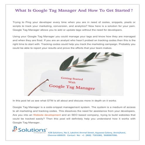 What is google tag manager and how to get started | PDF