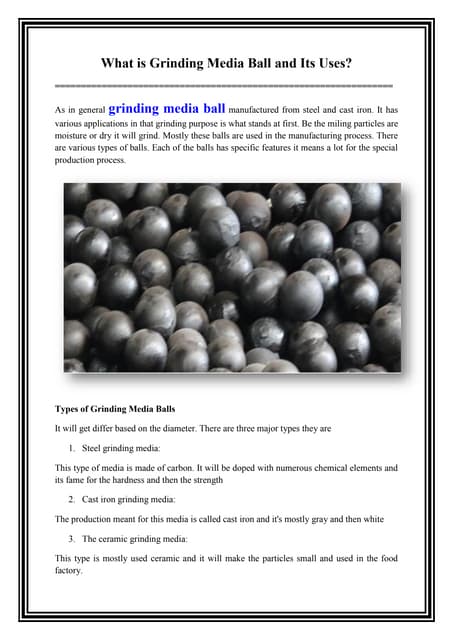 Different types of grinding media and its uses | PDF | Science