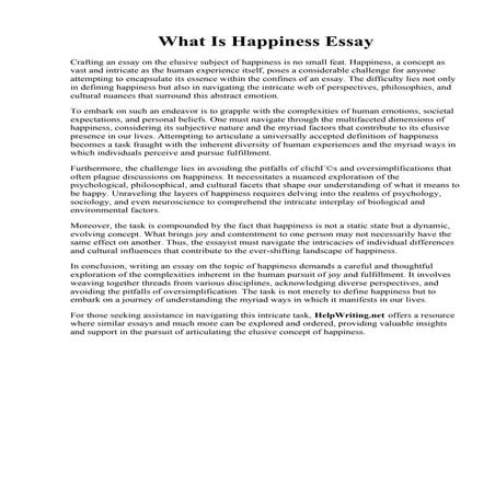 What Is Happiness Essay | PDF
