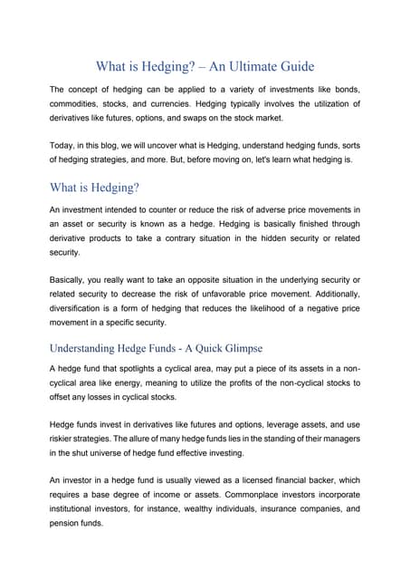 The Risks And Rewards Of Hedge Fund Strategies | PPT