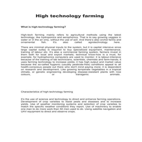 High Tech Farming | PPTX
