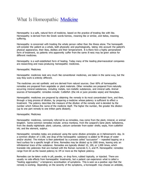 Homeopathy- System of Medicine | PDF