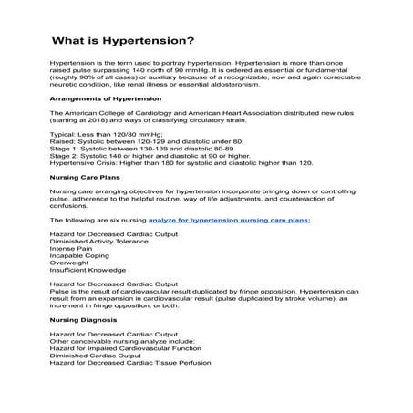 Nursing care plan hypertension | PDF