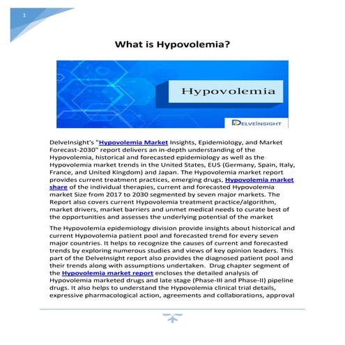What is hypovolemia | PDF