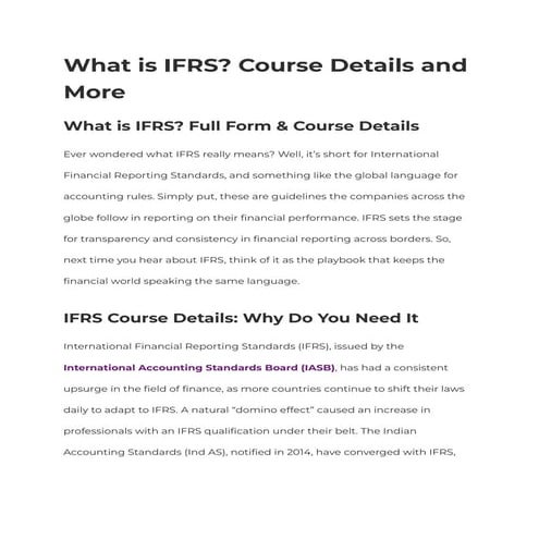What is IFRS? Course Details and More... | PDF