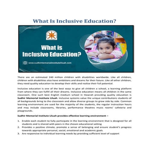 What Is Inclusive Education.pdf | Special Needs Kids | Parenting