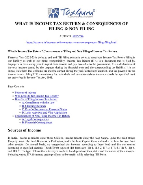 ITR filing ( Income Tax Return) | PPTX