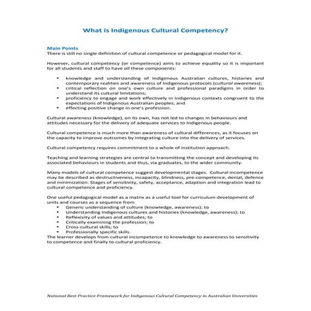 What is indigenous cultural competency | PDF