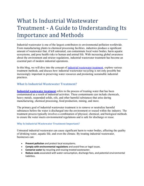 How to Choose the Right Sewage Wastewater Treatment Method | PDF