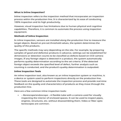 What is Inline Inspection.docx TUP MANILA | PDF