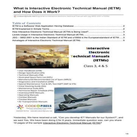 What is Interactive Electronic Technical Manual IETM and How Does it ...
