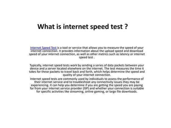 Internetspeed Test presentations