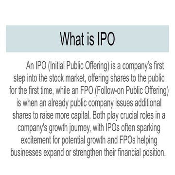 What is IPO and FPO differances and concepts? | PPT