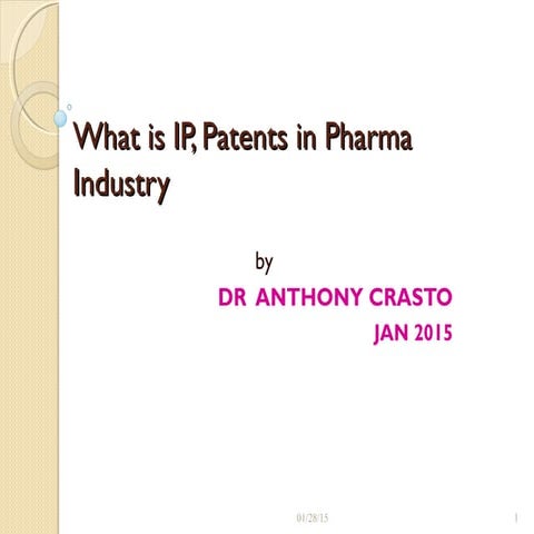 What is IP, Patents in Pharma Industry | PPT