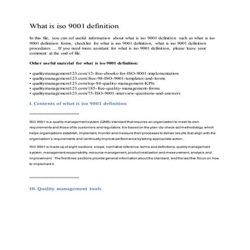 What is iso 9001 definition | PDF
