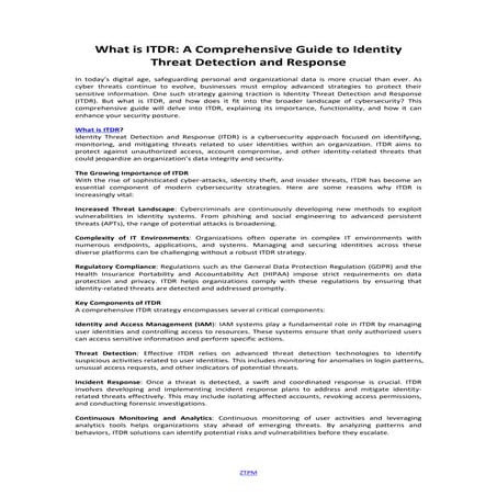 What is ITDR - identity threat detection and response | PDF