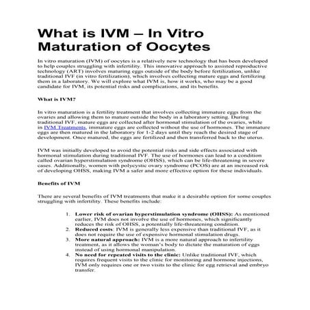 What is IVM – In Vitro Maturation of Oocytes.docx