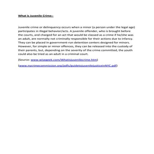 What is juvenile crime | DOCX