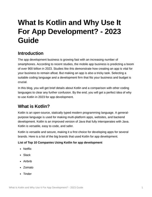 What Is Kotlin And Why Use It For App Development 2023 Guide Pdf