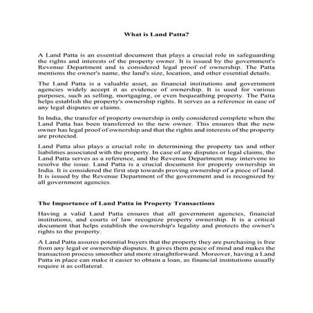 what is land patta.docx