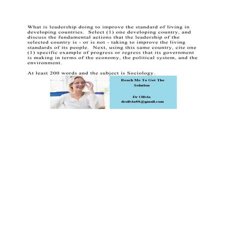 What is leadership doing to improve the standard of living in develo.docx