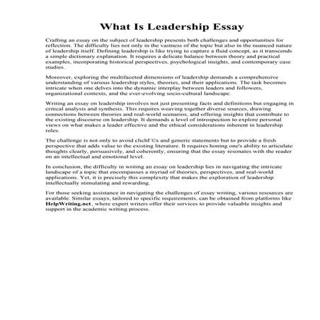 What Is Leadership Essay | PDF