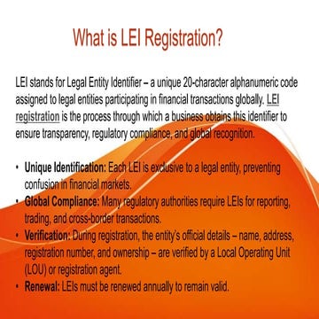 What is LEI Registration and Why its required ? | PDF