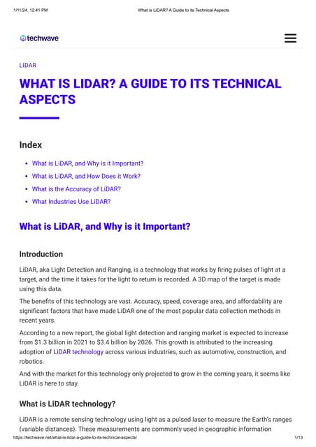 Lidar final ppt | PPTX | Geography | Science
