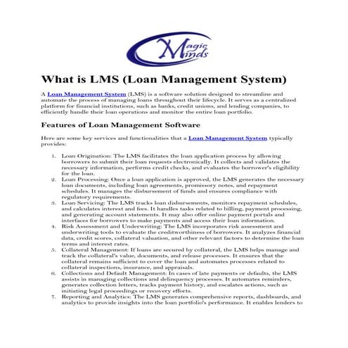 What is LMS (Loan Management System) | PDF