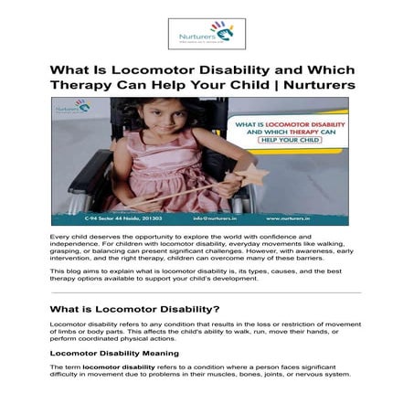 What Is Locomotor Disability and Which Therapy Can Help Your Child ...