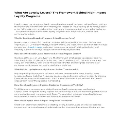 What Is LoyaltyLevers_ The Framework Behind High-Impact Loyalty ...