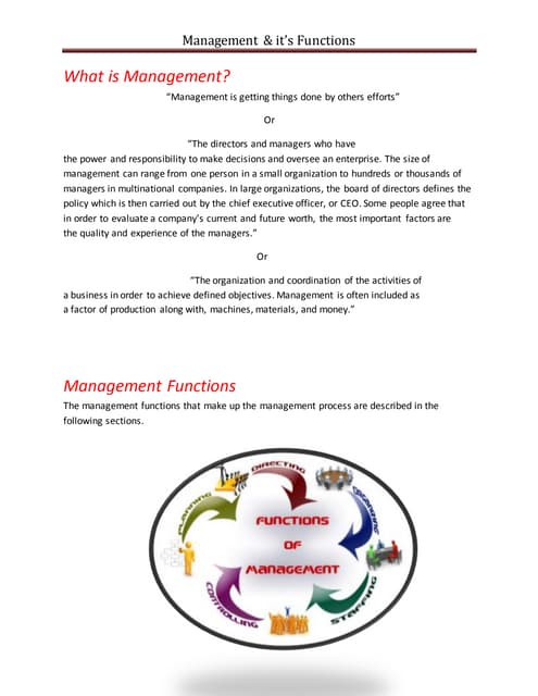 Functions of management | PDF