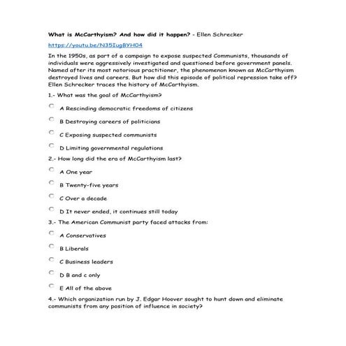 What is McCarthyism? And how did it happen? | PDF