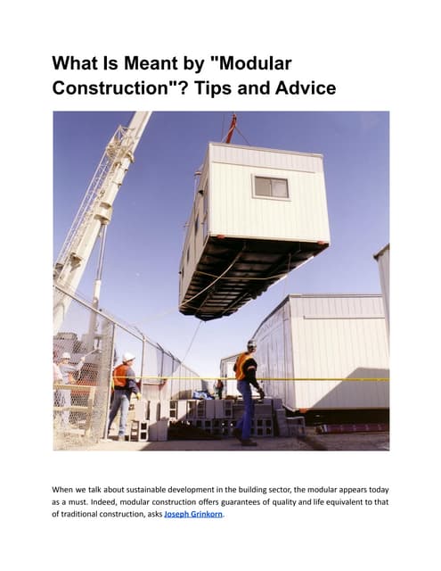Sustainability Tips In Modular Construction | PPT