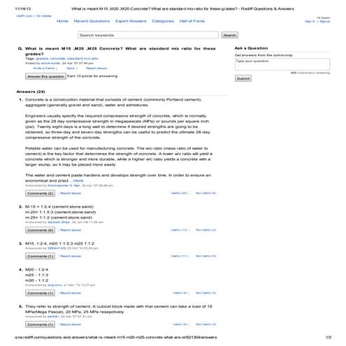 What is meant m15 ,m20 ,m25 concrete what are standard mix ratio for these grades - rediff ...