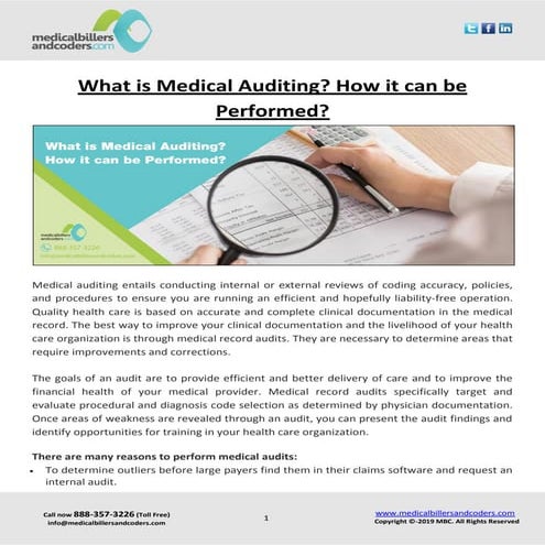 What is Medical Auditing? How it can be Performed? | PDF | Healthcare ...