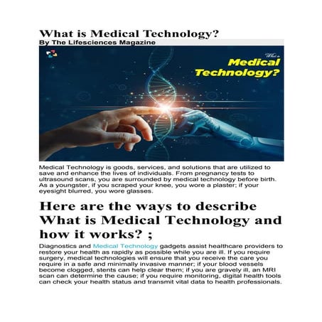 What is Medical Technology? : 3 Best Ways | The Lifesciences Magazine | PDF