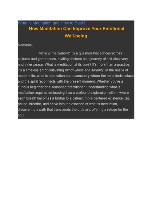 Yoga and Meditation | PPT
