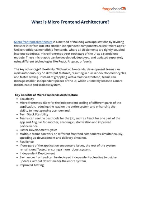 What Are Micro Front-ends? | Benefits & Importance of Micro Front-end Architecture | PDF