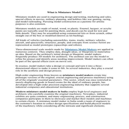 What is Miniature Model | PDF