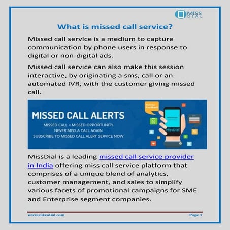 What is missed call service | PDF
