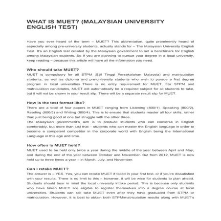What is muet | PDF