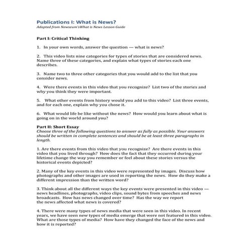 What is news worksheet | DOCX