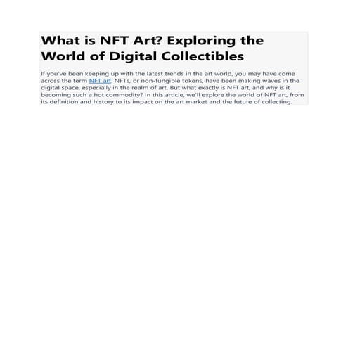 What is NFT Art.pdf | Business and Finance