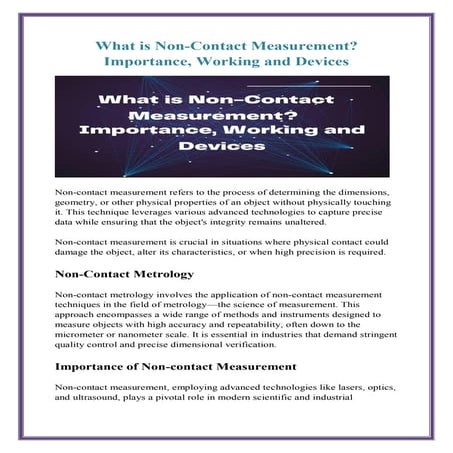What Is Non-Contact Measurement? Importance, Working And Devices | PDF
