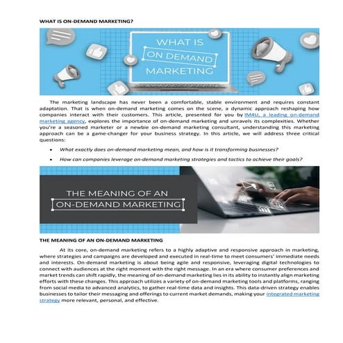 WHAT IS ON-DEMAND MARKETING. THE MEANING OF AN ON-DEMAND MARKETING | PDF