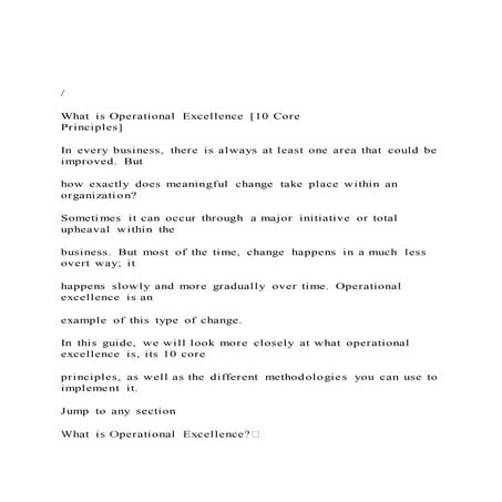 What is operational excellence [10 core principles]i | DOCX