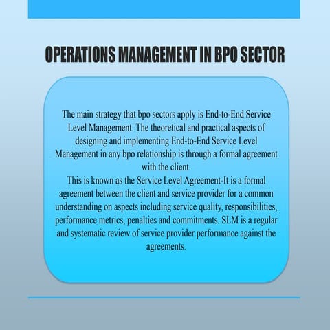 Operation management in Bpo | PPTX